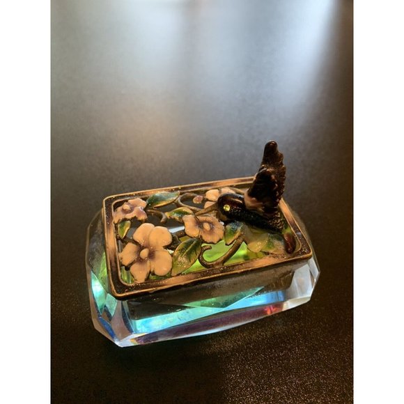 Crystal | Other | Glass Crystal Prism Trinket Box With Enamel Pewter ...